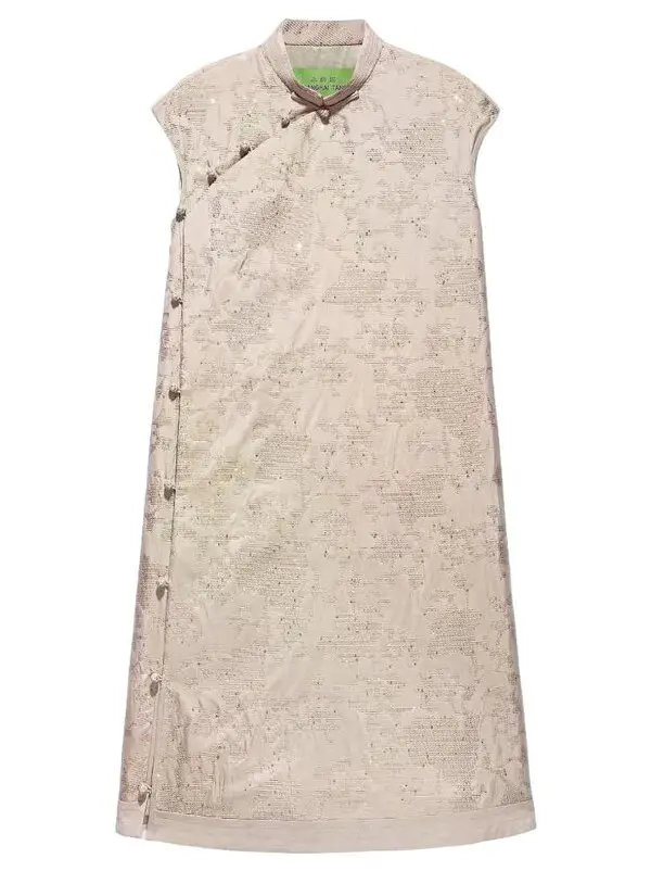 Shanghai Tang Sequin-embellished Qipao Dress - Neutrals