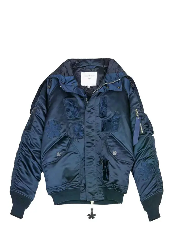 Cecilie Bahnsen Floral Patch Bomber Jacket - Blue