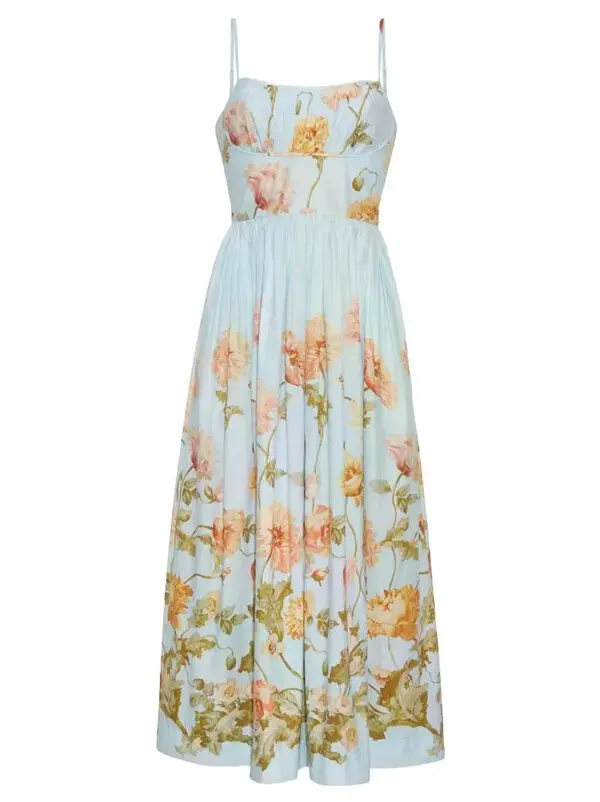Cara Cara Alba Floral-pattern Midi Dress - Blue
