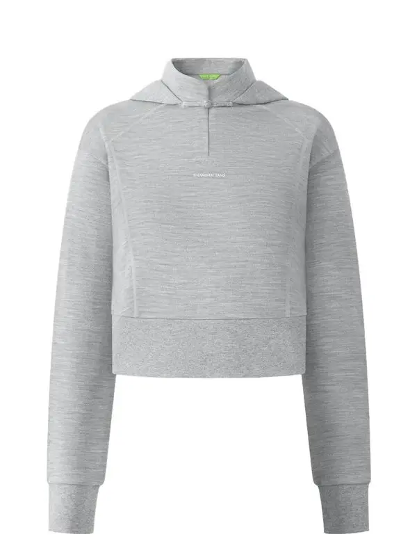 Shanghai Tang Logo-detail Cropped Hoodie - Grey