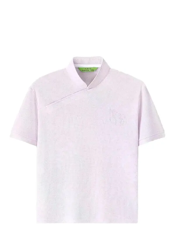 Shanghai Tang Horse-embroidered Polo Top - Pink