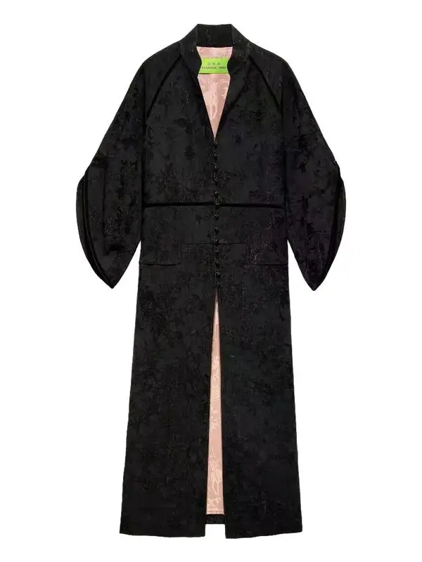 Shanghai Tang Floral Buttoned Coat - Black