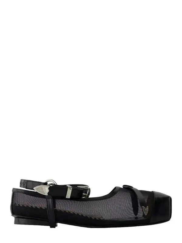 Toga Buckled Ballet Flats - Black