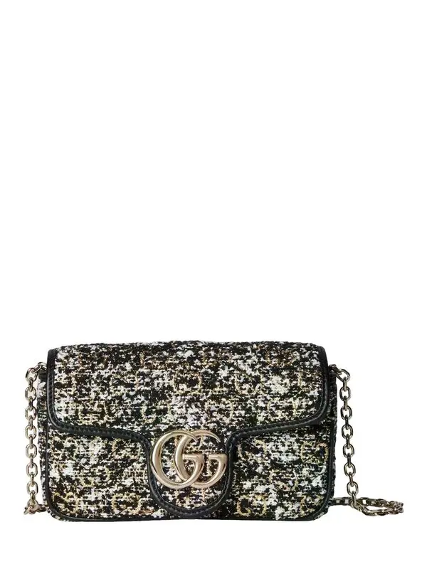 Gucci Tweed Gg Shoulder Bag - Black