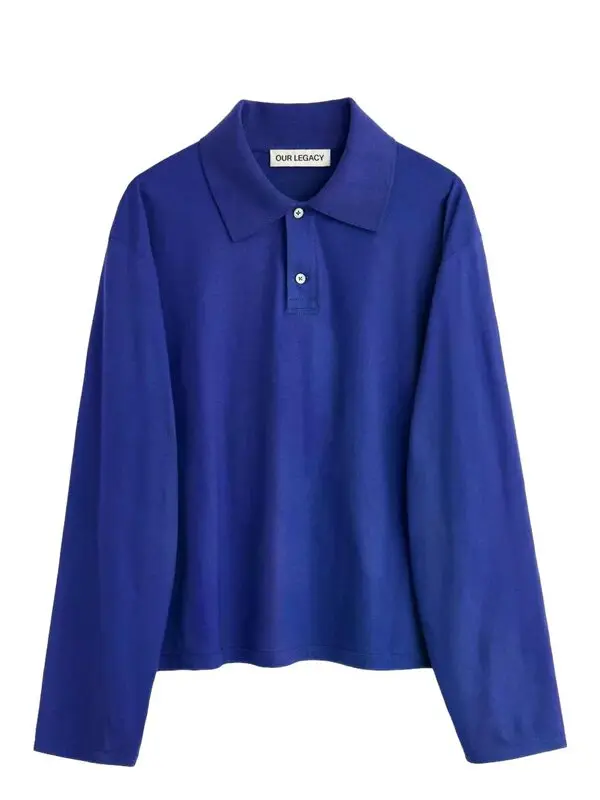 Our Legacy Rugby Longsleeve Buttoned Polo Shirt - Blue