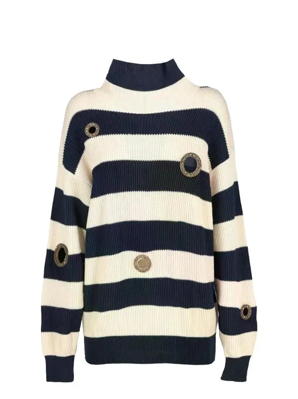 Gianfranco Ferre Striped Embellished Jumper - Neutrals