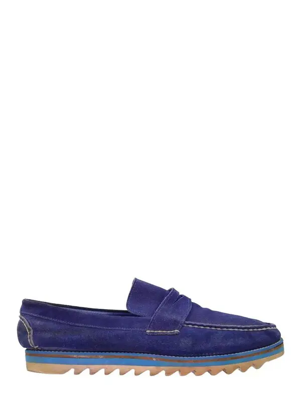 Vintage Suede Flat Loafers - Blue