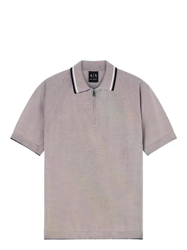 Armani Exchange Zip-up Knitted Polo Shirt - Grey