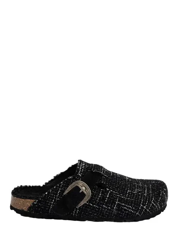 Faliero Sarti Buckle Pattern Mules - Black