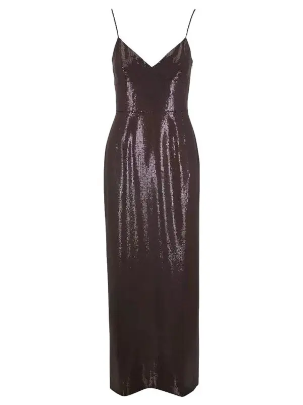 Michael Kors Sequin Embellished V-neck Dress - Brown