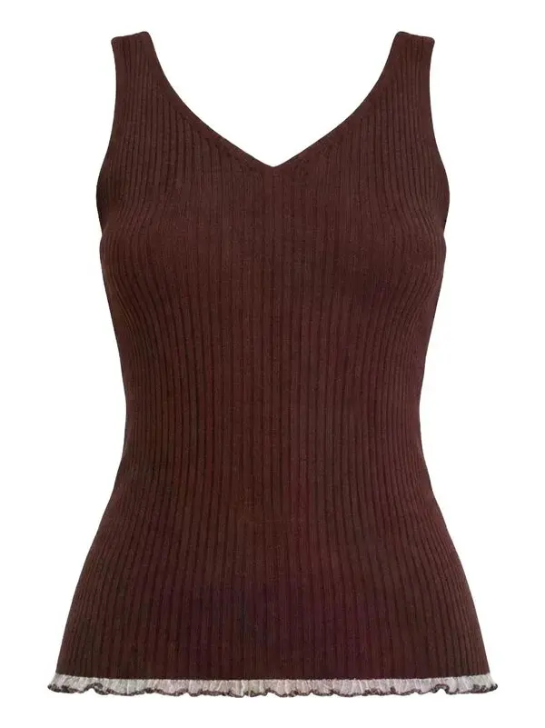 TWINSET V-neck Knitted Vest - Brown