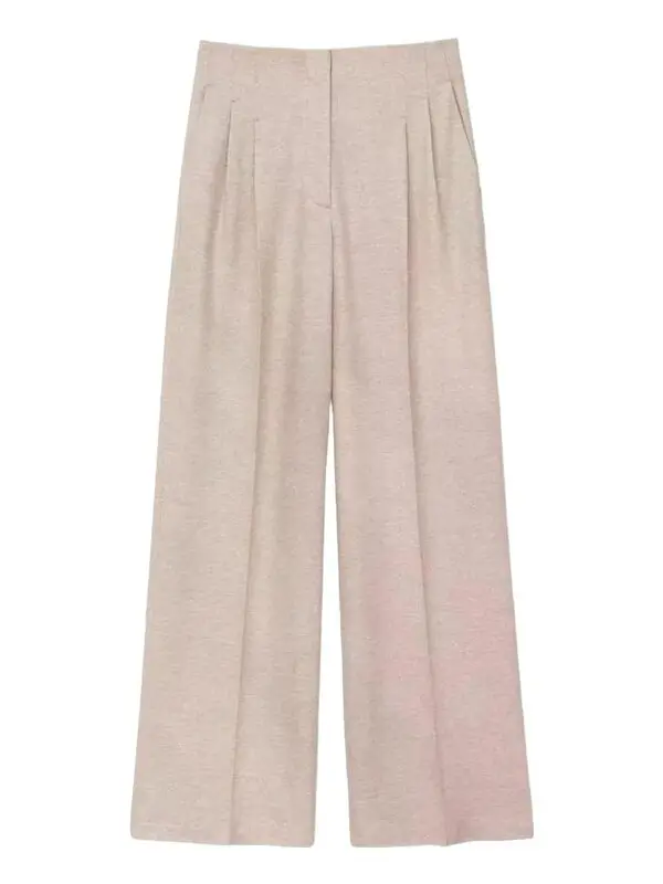 Iris Von Arnim Pleated Straight Trousers - Neutrals