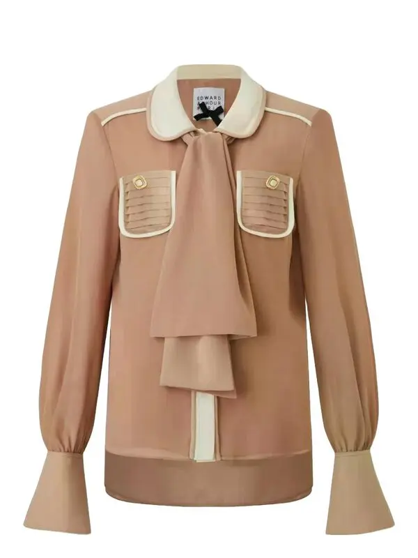 EDWARD ACHOUR PARIS Round-collar Pocketed Blouse - Neutrals