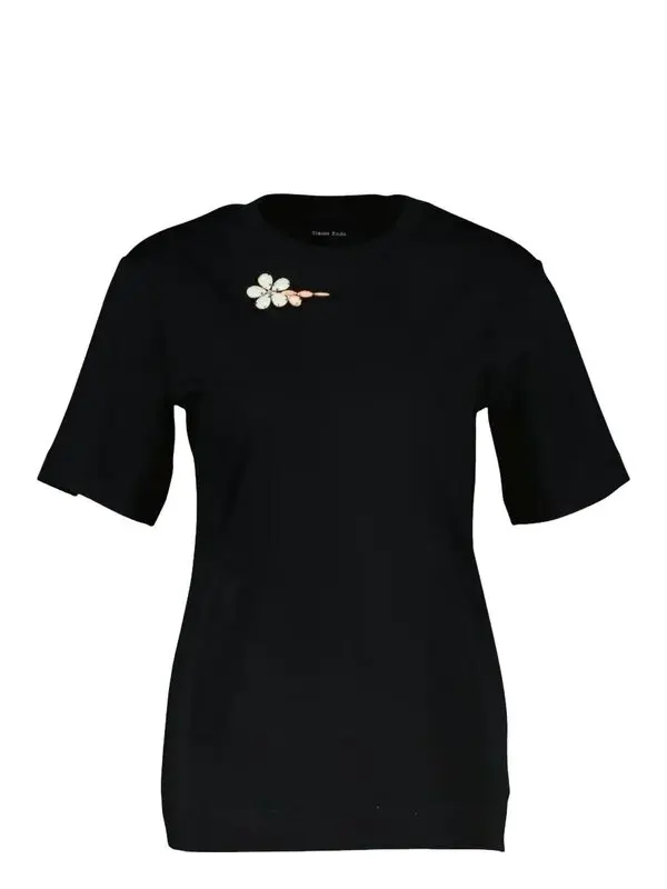 Simone Rocha Short-sleeved Flower-detail T-shirt - Black
