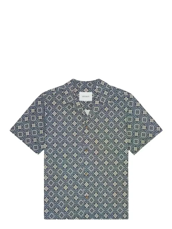 LES DEUX Lukas Arabesque Patterned Shirt - Blue
