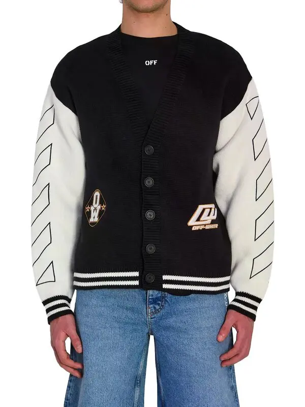 Off-White Varsity Ribbed Cardigan - Black