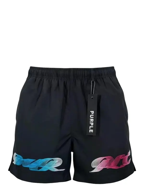 PURPLE BRAND Logo-print Short - Black