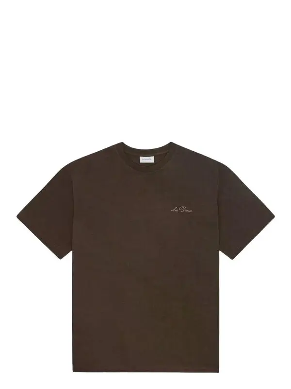 LES DEUX Crew Cotton T-shirt - Brown