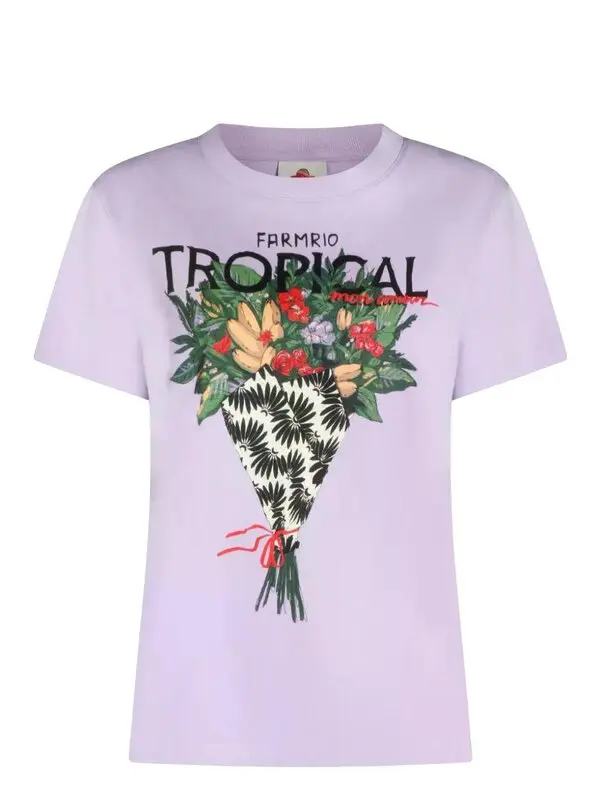 Farm Rio Floral Print T-shirt - Purple