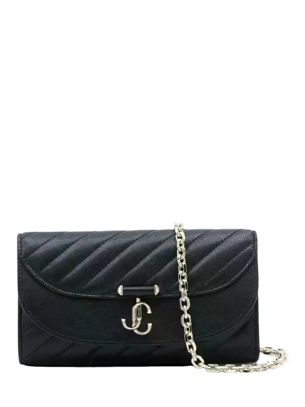 JIMMY CHOO Leather Shoulder Bag With Chain Strap - Black