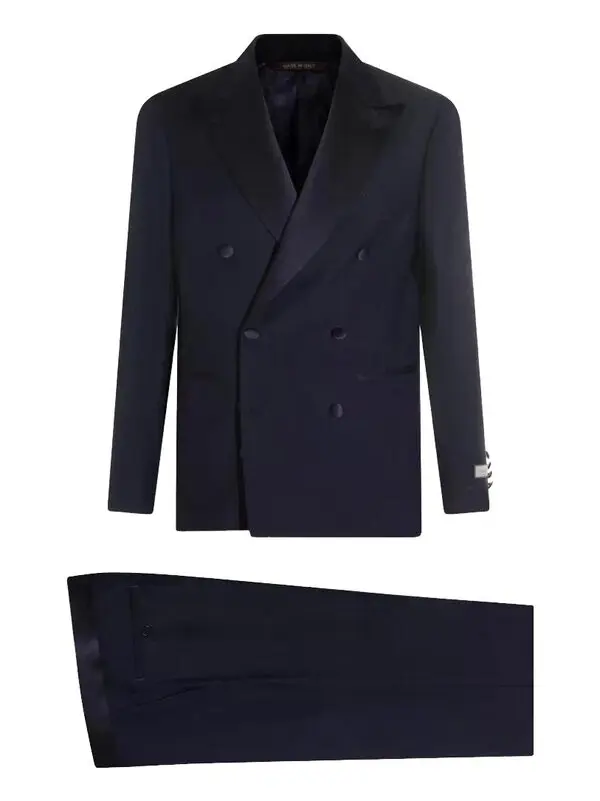 Canali Double-breasted Shawl Collar Suit - Blue