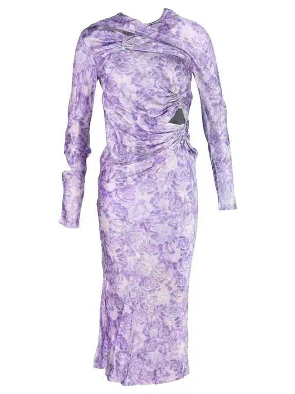 GANNI Floral Midi Dress - Purple