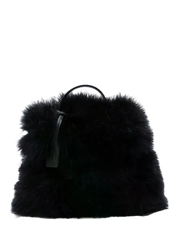 Moschino Feathers Top Handle Tote Bag - Black