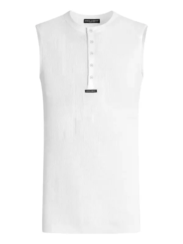 Dolce & Gabbana Button Sleeveless Tank Top - White