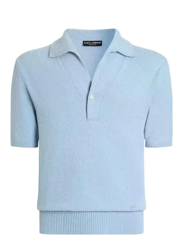 Dolce & Gabbana Collared Knitted Polo Shirt - Blue