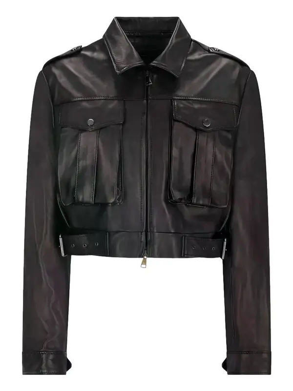 Alessandra Rich Leather Zip-up Jacket - Black