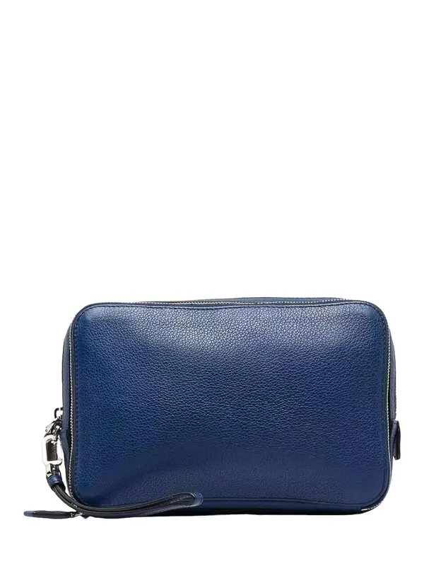 Prada 2010-2023 Enamel Triangle Logo Clutch - Blue