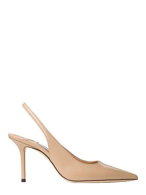 JIMMY CHOO Love Slingback 85 Leather Heels - Chai