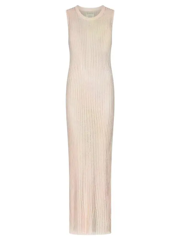 Loulou De Saison Icaria Semi-sheer Ribbed Knitted Maxi Dress - Pink