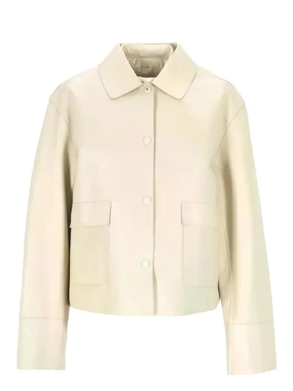 Moncler Flap-pocket Leather Jacket - Neutrals