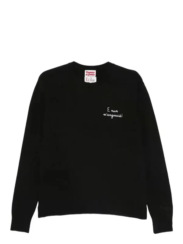 MC2 SAINT BARTH Long-sleeved Embroidered Sweater - Black