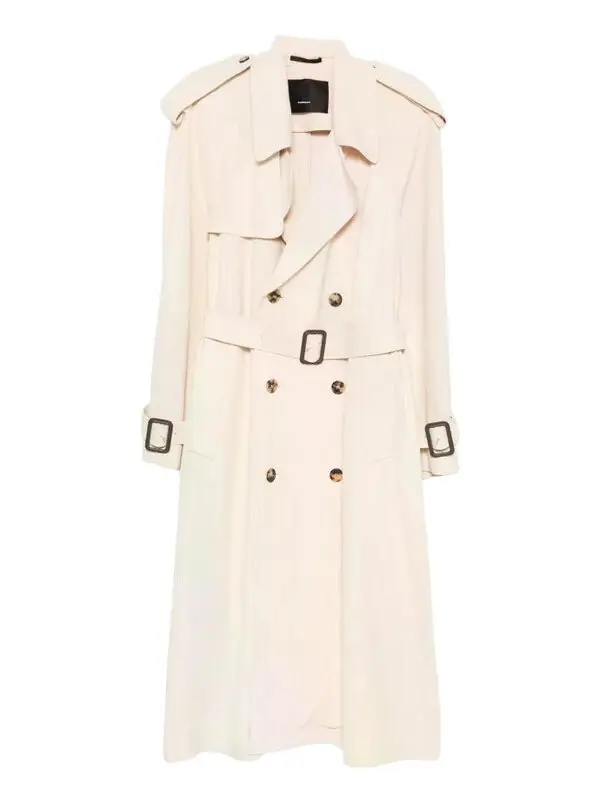Wardrobe.NYC Buttoned Belted Trench Coat - Neutrals