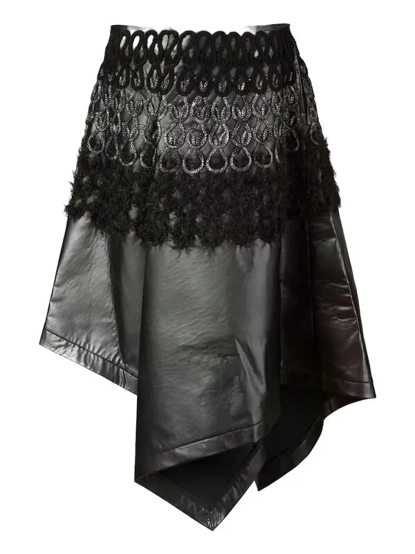 Noir Kei Ninomiya Embroidered Asymmetric Skirt - Black