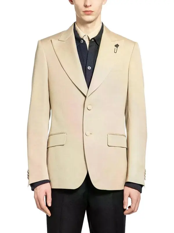 LARDINI Notched-lapel Blazer - Neutrals