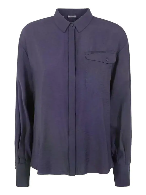 Emporio Armani Long Sleeve Pocket Shirt - Blue