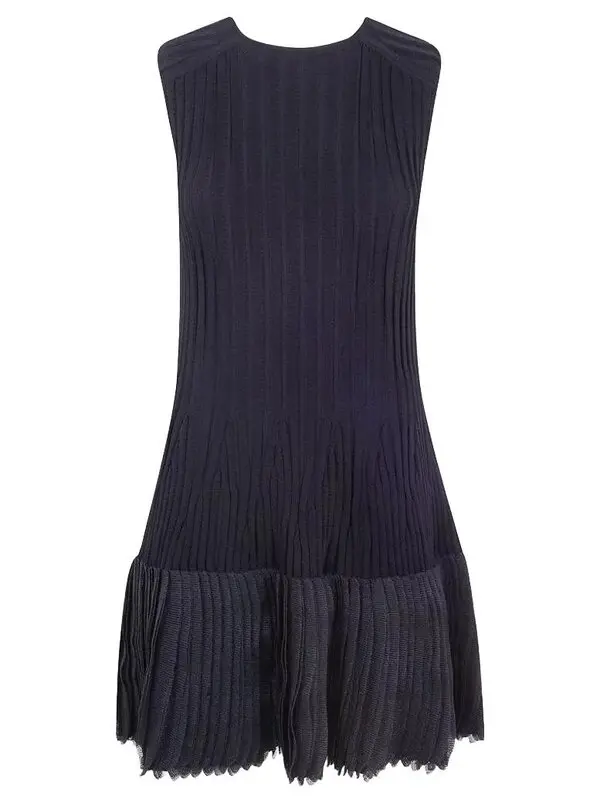 Emporio Armani Ribbed Pleated Dress - Blue