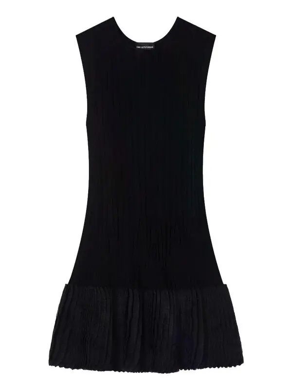 Emporio Armani Ribbed Pleated Dress - Blue