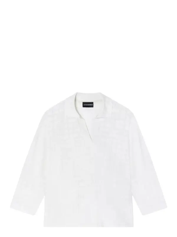 Emporio Armani V-neck Check Top - White