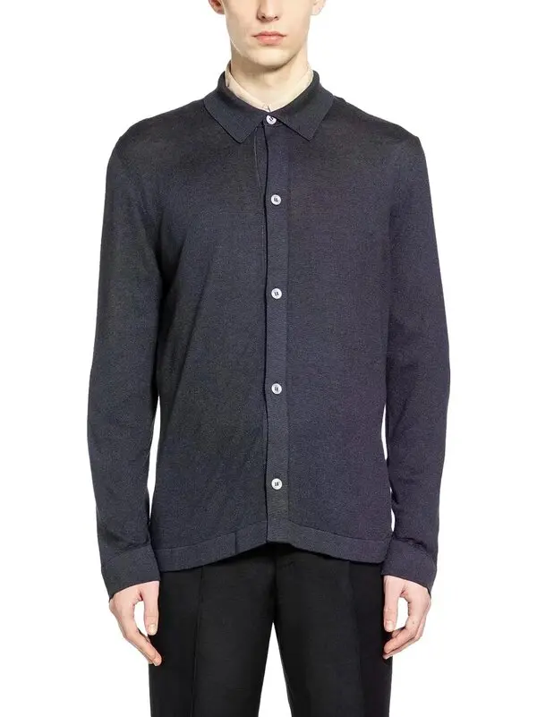 LARDINI Buttoned Knit Shirt - Blue
