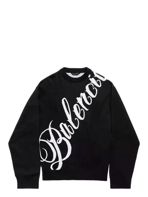 Balenciaga Logo Intarsia Sweater - Black