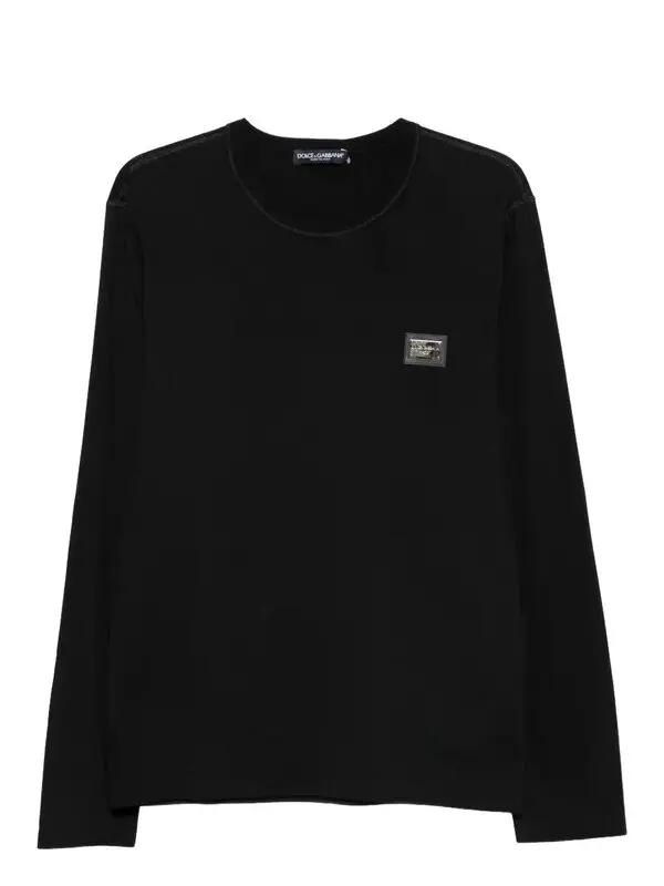 Dolce & Gabbana Long-sleeve Logo-plaque T-shirt - Black