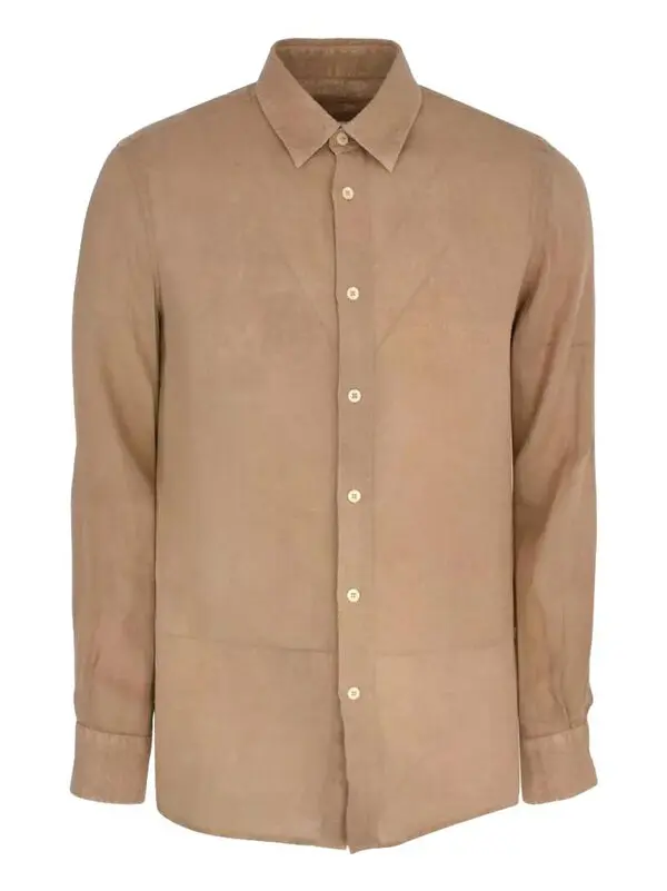 120% Lino Buttoned Long-sleeve Shirt - Neutrals