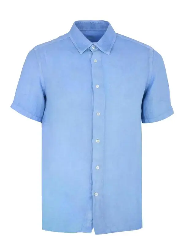 120% Lino Short-sleeve Shirt - Blue