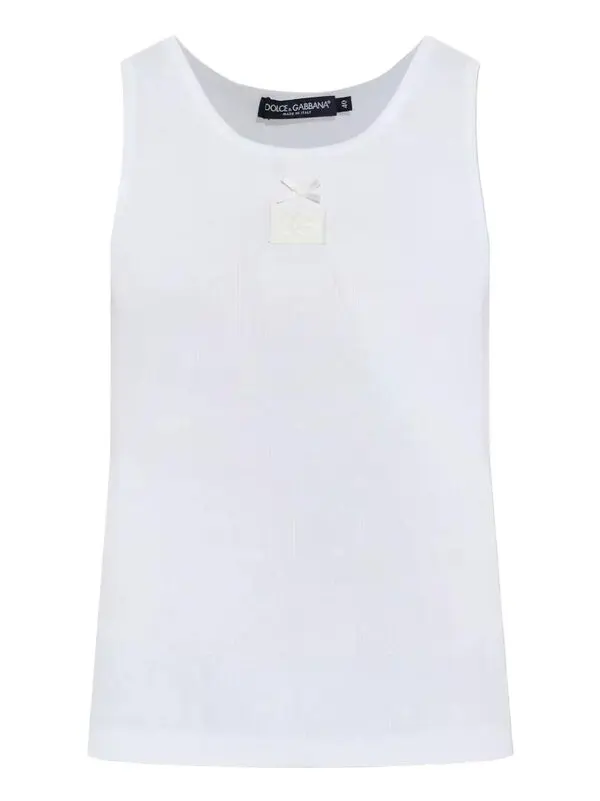 Dolce & Gabbana Bow-detail Logo-patch Tank Top - White