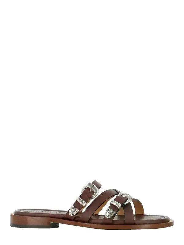 Sartore Buckle-strap Flat Sandals - Brown