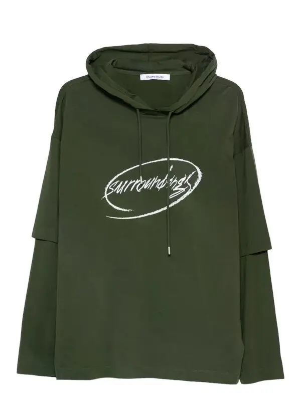 ÉTUDES STUDIO Hooded Layered T-shirt - Green